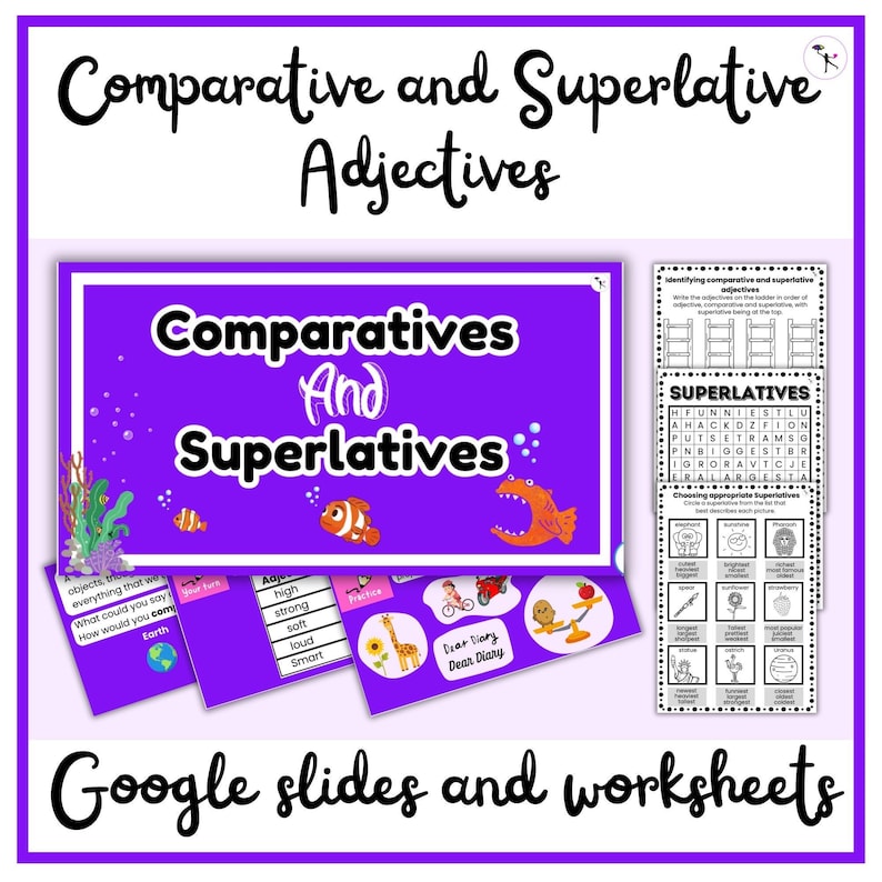 Superlative and Comparative Adjective Worksheets for Elementary English ...