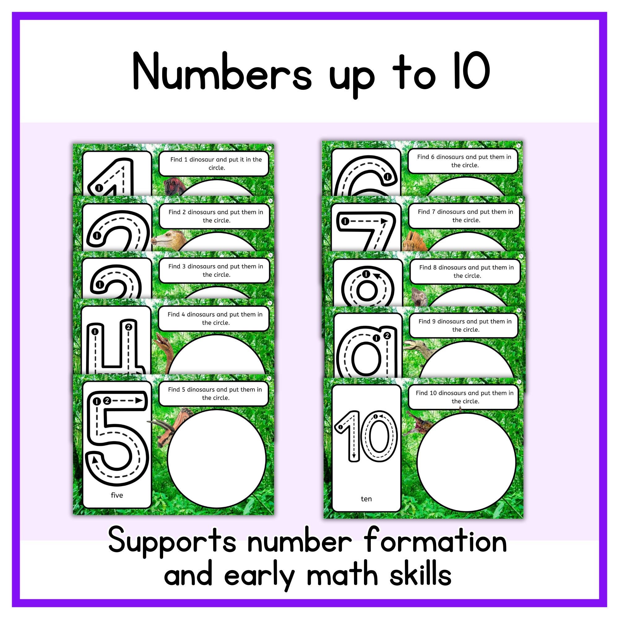 Dinosaur Number Tracing Placemat: Counting 1-10 for Kindergarten & EYFS ...