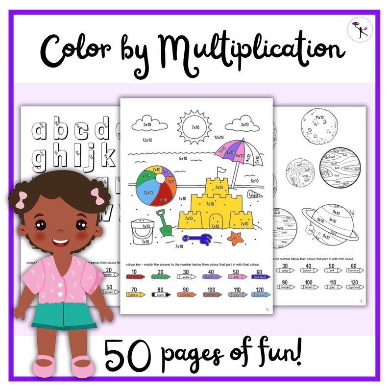 Elementary Math Multiplication Colour by Number Worksheets Printable ...