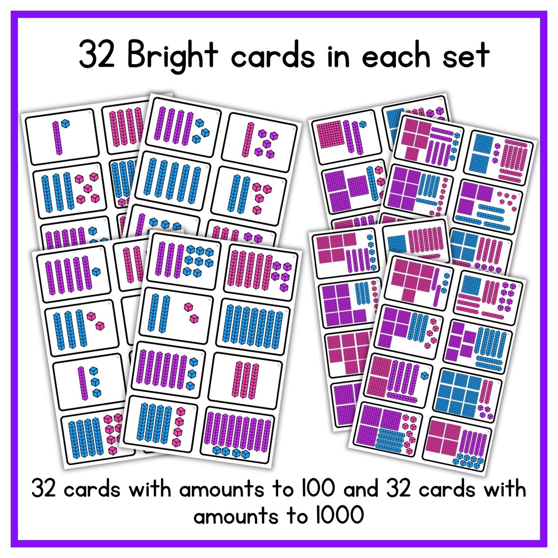Base Ten Blocks Place Value Flashcards & Worksheets for 1st-2nd Grade ...