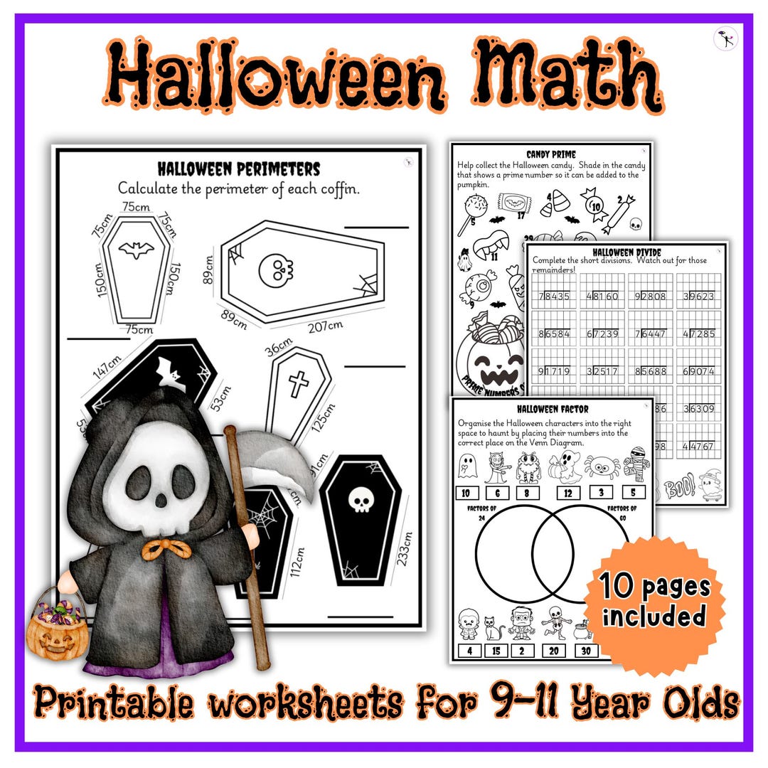 Halloween Math Worksheets 4th Grade, Yer 5 and 6, No Prep Activities ...