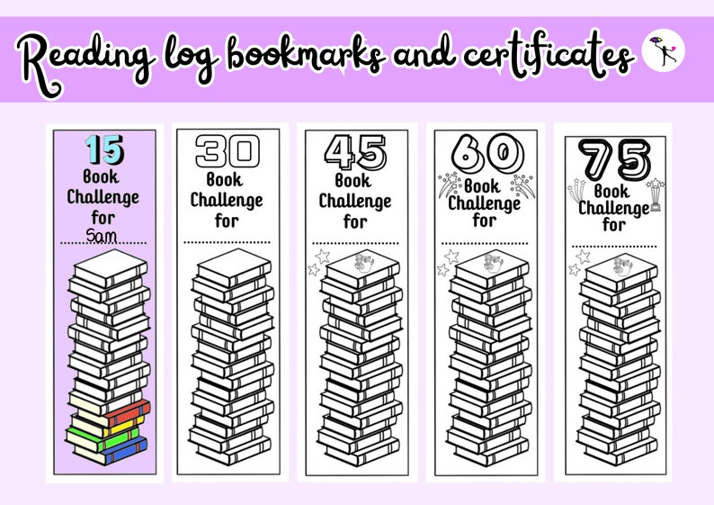 Reading Log Bookmarks: Reading Tracker Reading Challenge School ...