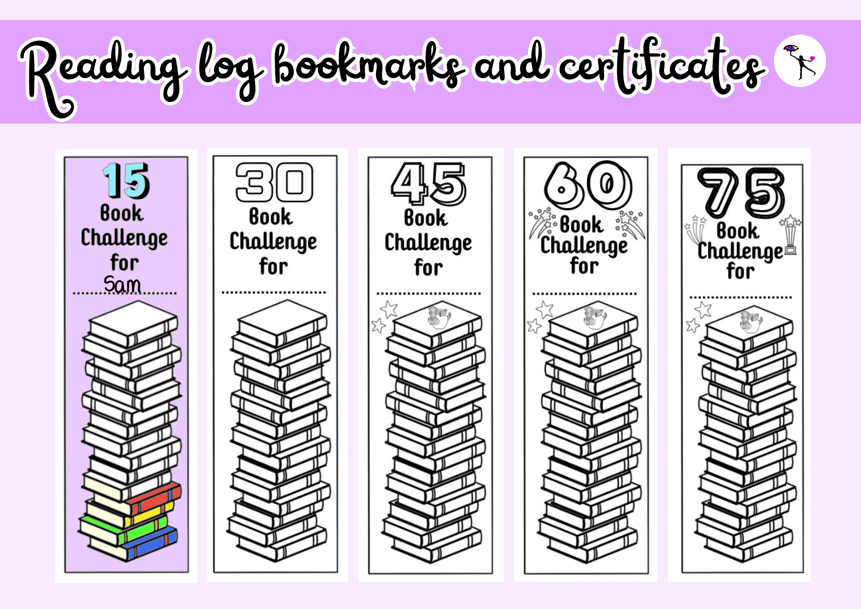 Reading Log Bookmarks: Reading Tracker Reading Challenge School ...