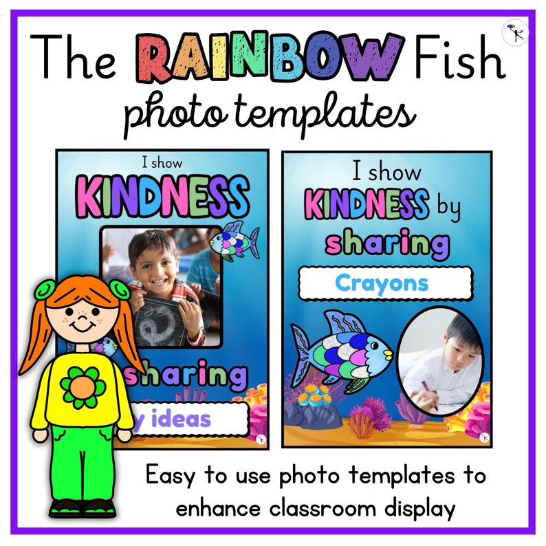 Rainbow Fish Photo Templates: Classroom Display for Sharing Kindness ...