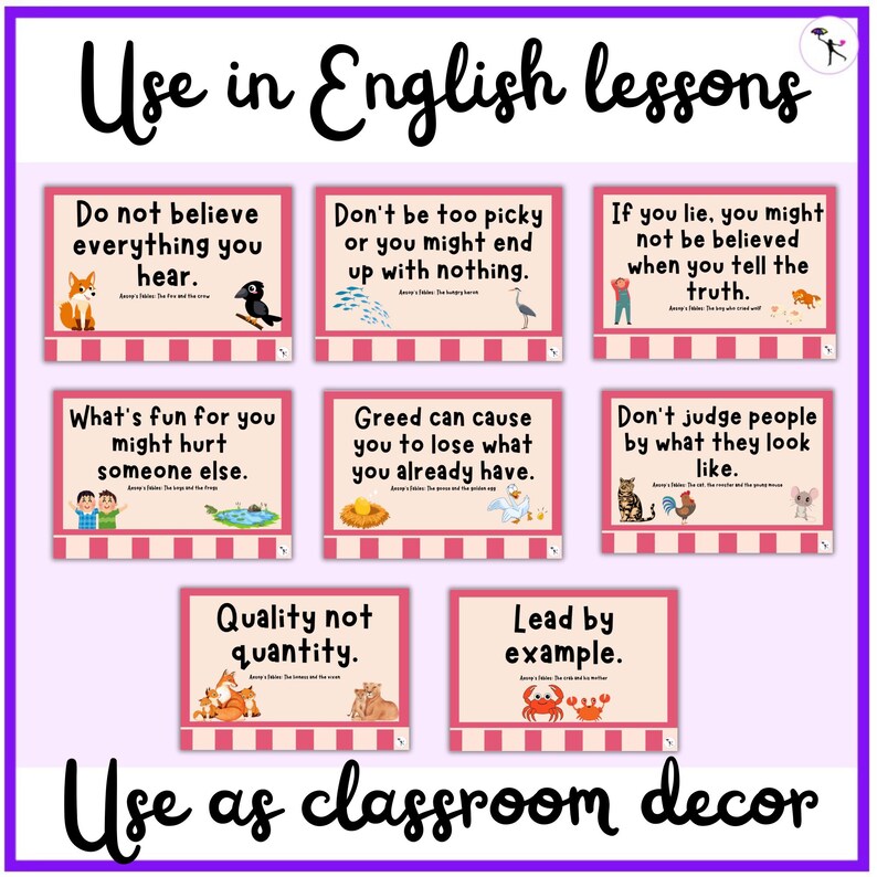 Aesops Fables Themed Classroom Decor With Quotes and Flashcards - Etsy