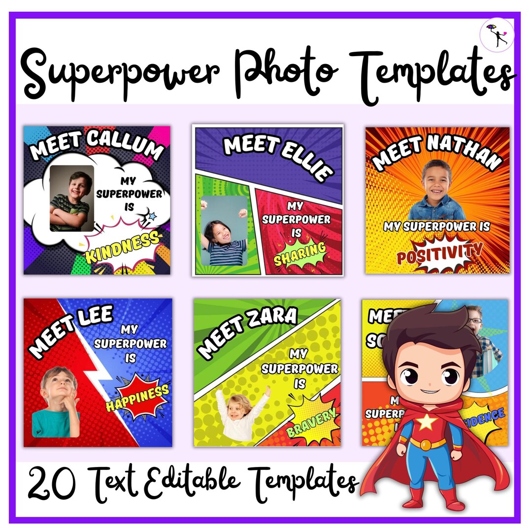 Superhero Classroom Display and Photo Template for Bulletin Board Decor ...