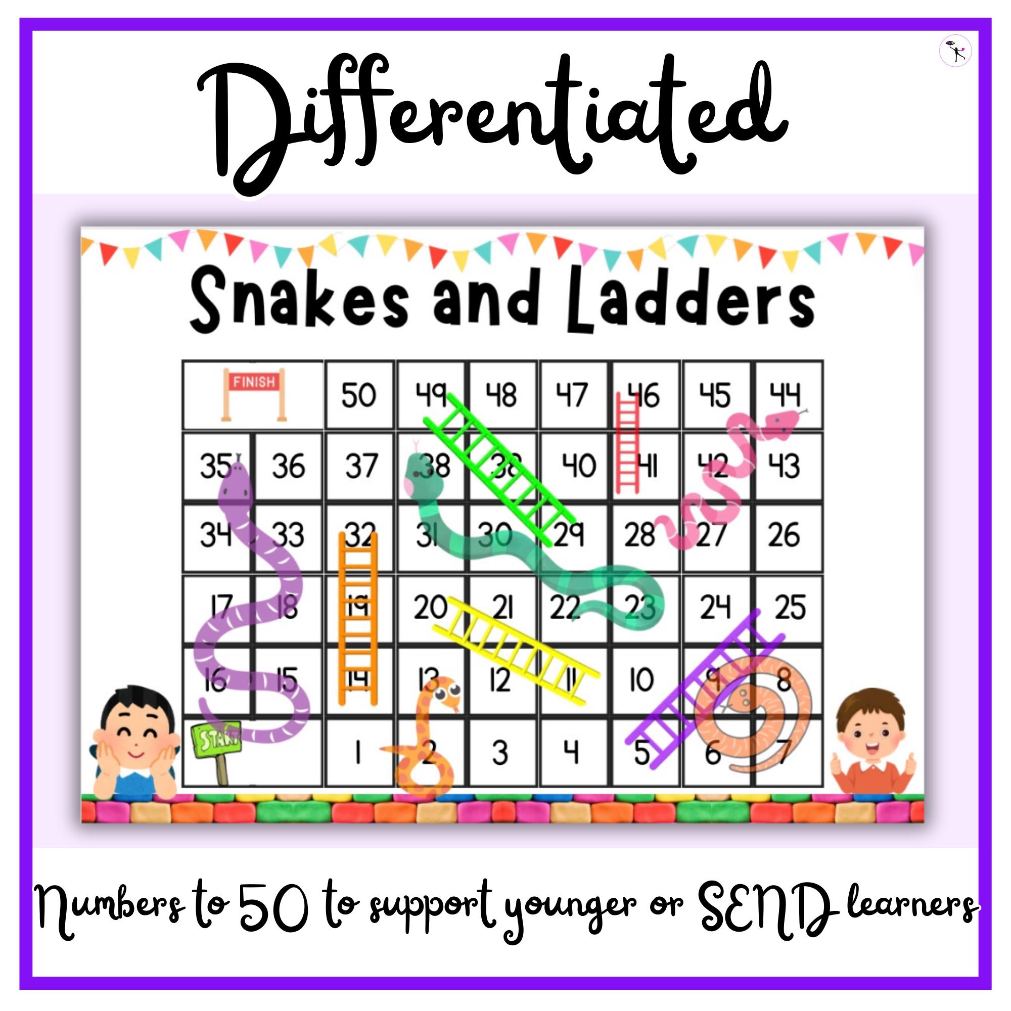 Educational Snakes and Ladders Math Game for Kids Count to 100 ...
