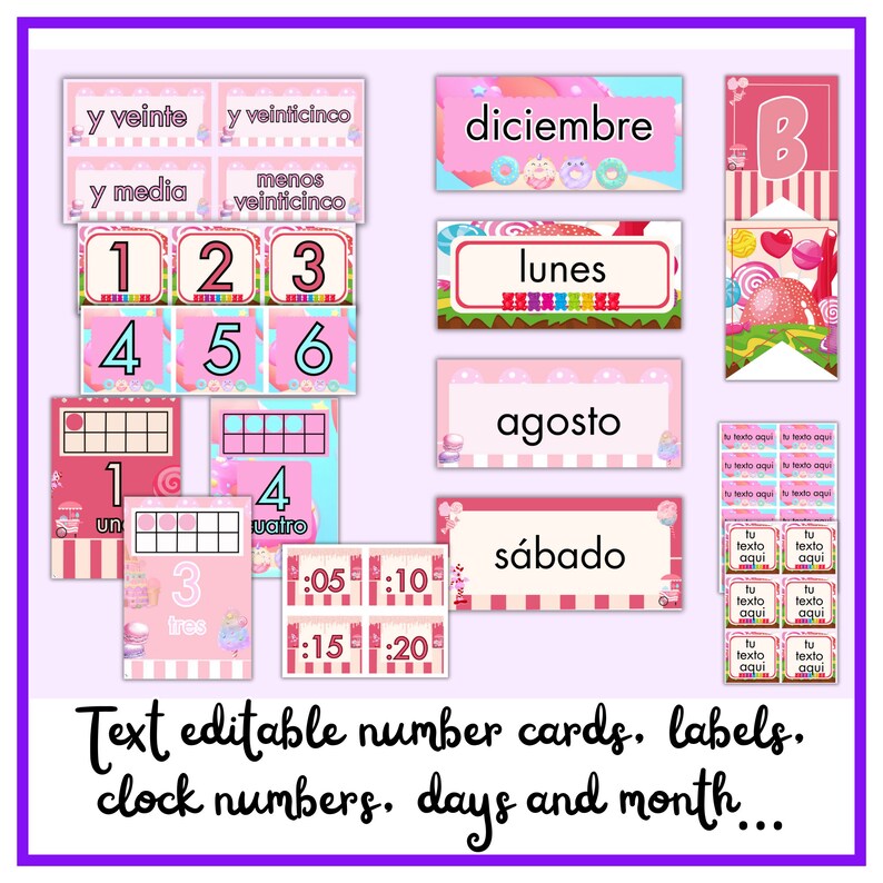 Spanish Classroom Decor: Candyland Classroom Theme; Alphabet Flashcards ...