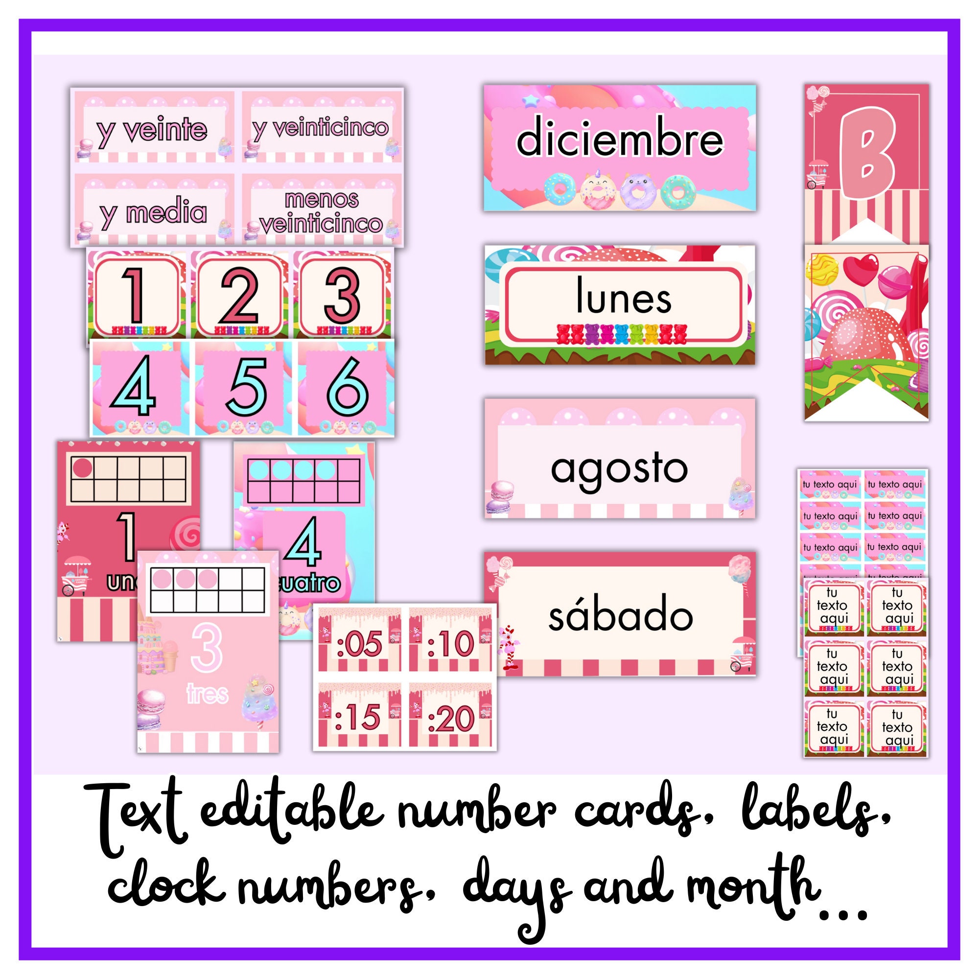 Spanish Classroom Decor: Candyland Classroom Theme; Alphabet Flashcards ...