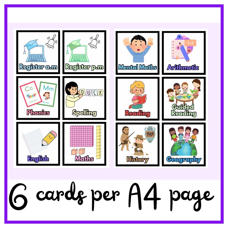 Visual Schedule Cards for Kids: Daily Timetable for the Primary ...