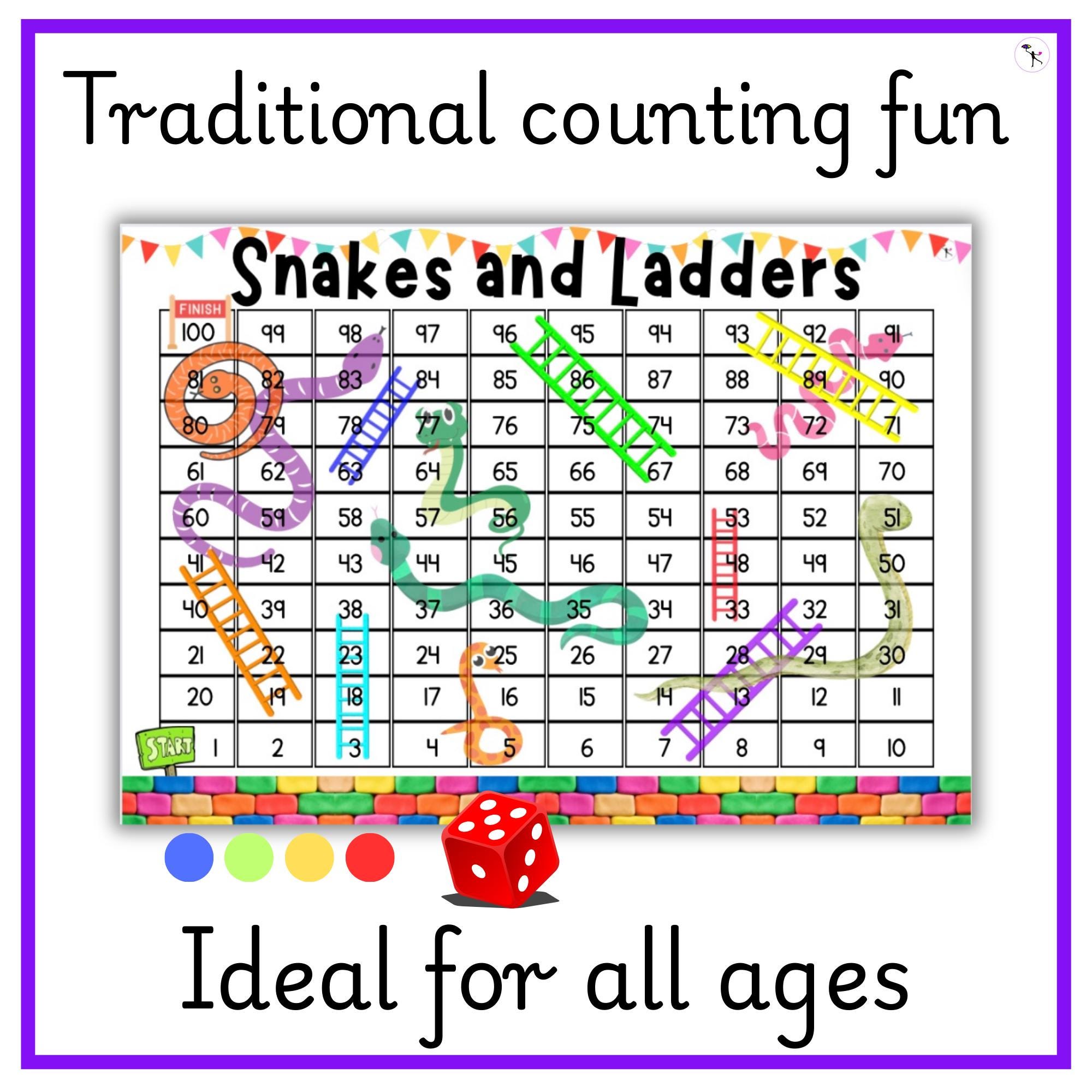 Educational Snakes and Ladders Math Game for Kids Count to 100 ...