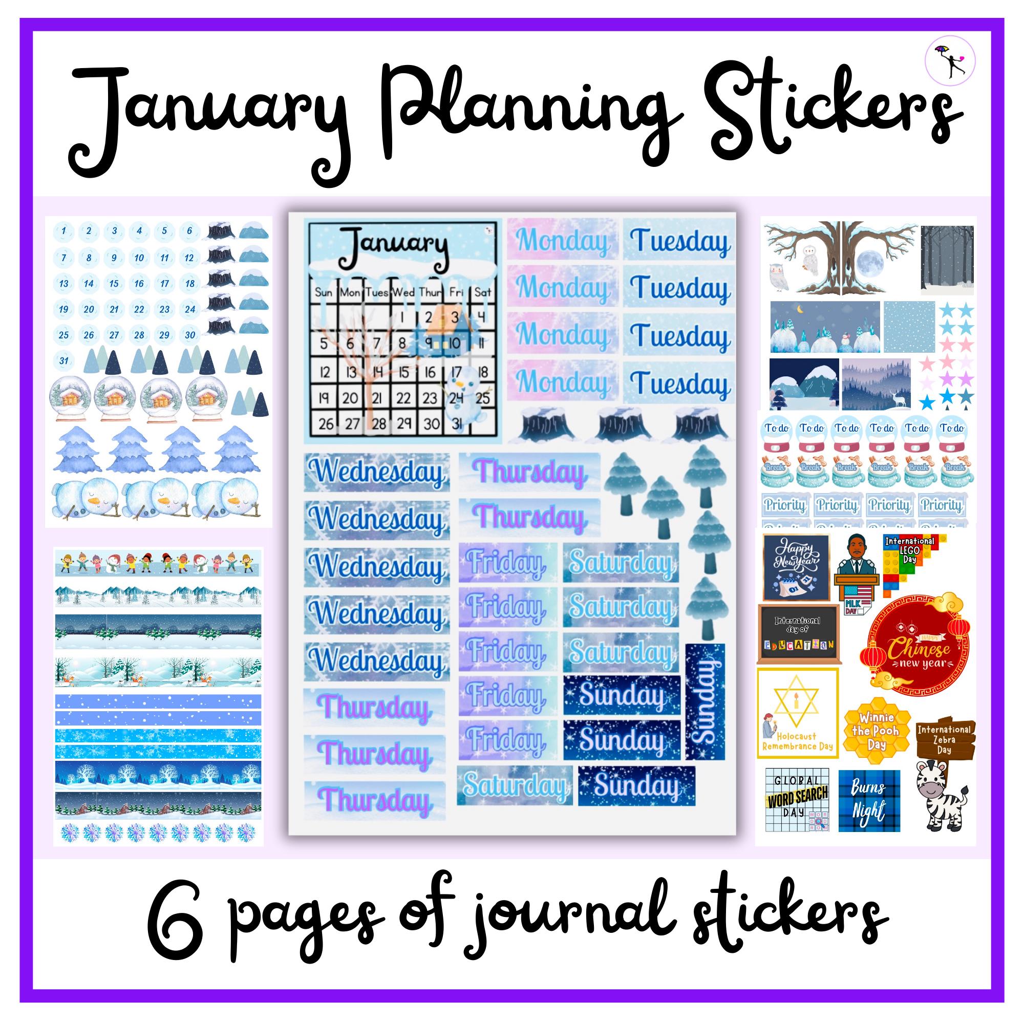 January Bullet Journal Stickers: Winter Monthly Planner & Organizer ...