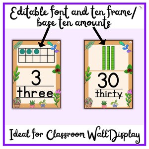 Number Posters 1-20 & 10-100 Printable Flashcards for Kids Plant ...