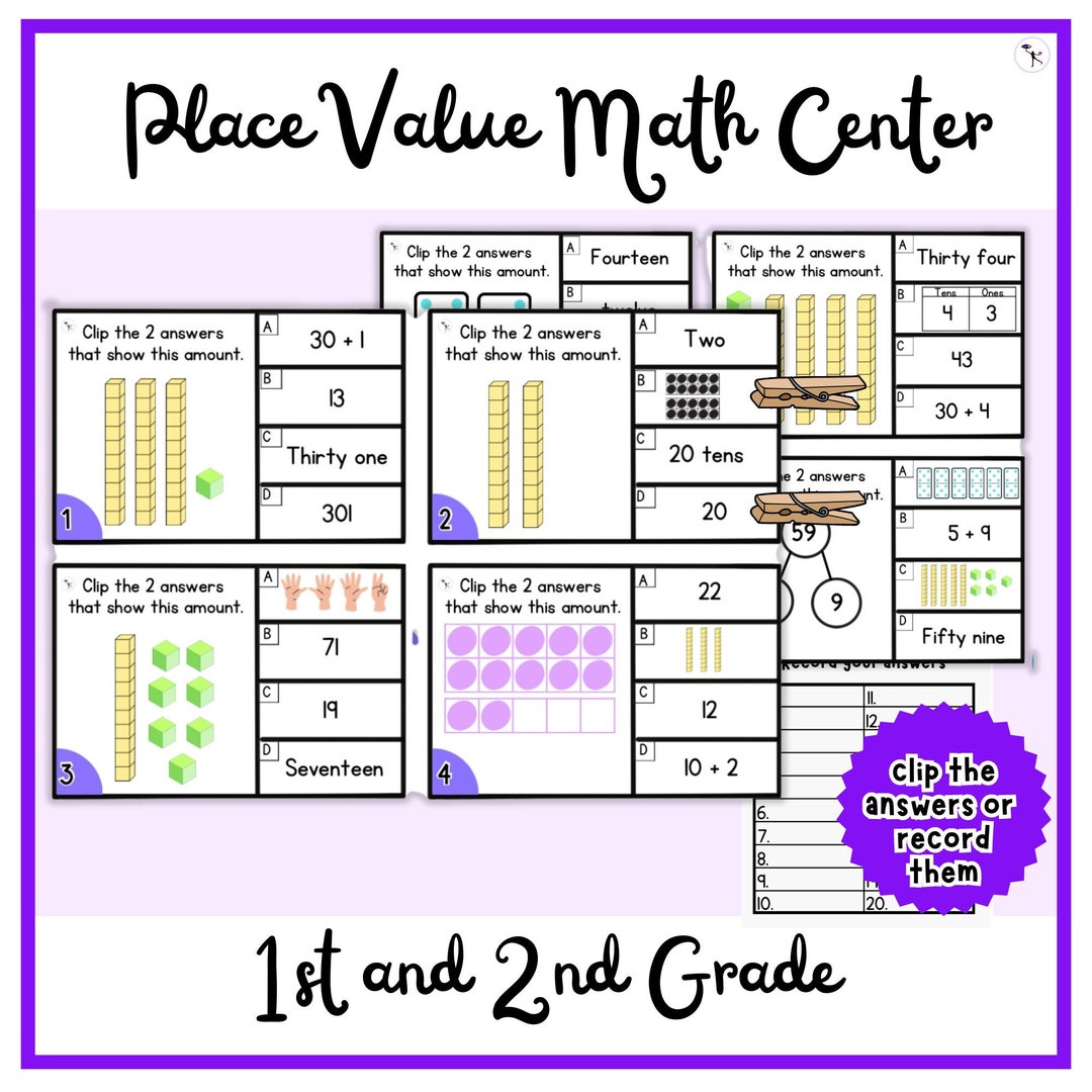 Place Value Activity: Printable Flashcards for Kids Math Center First ...