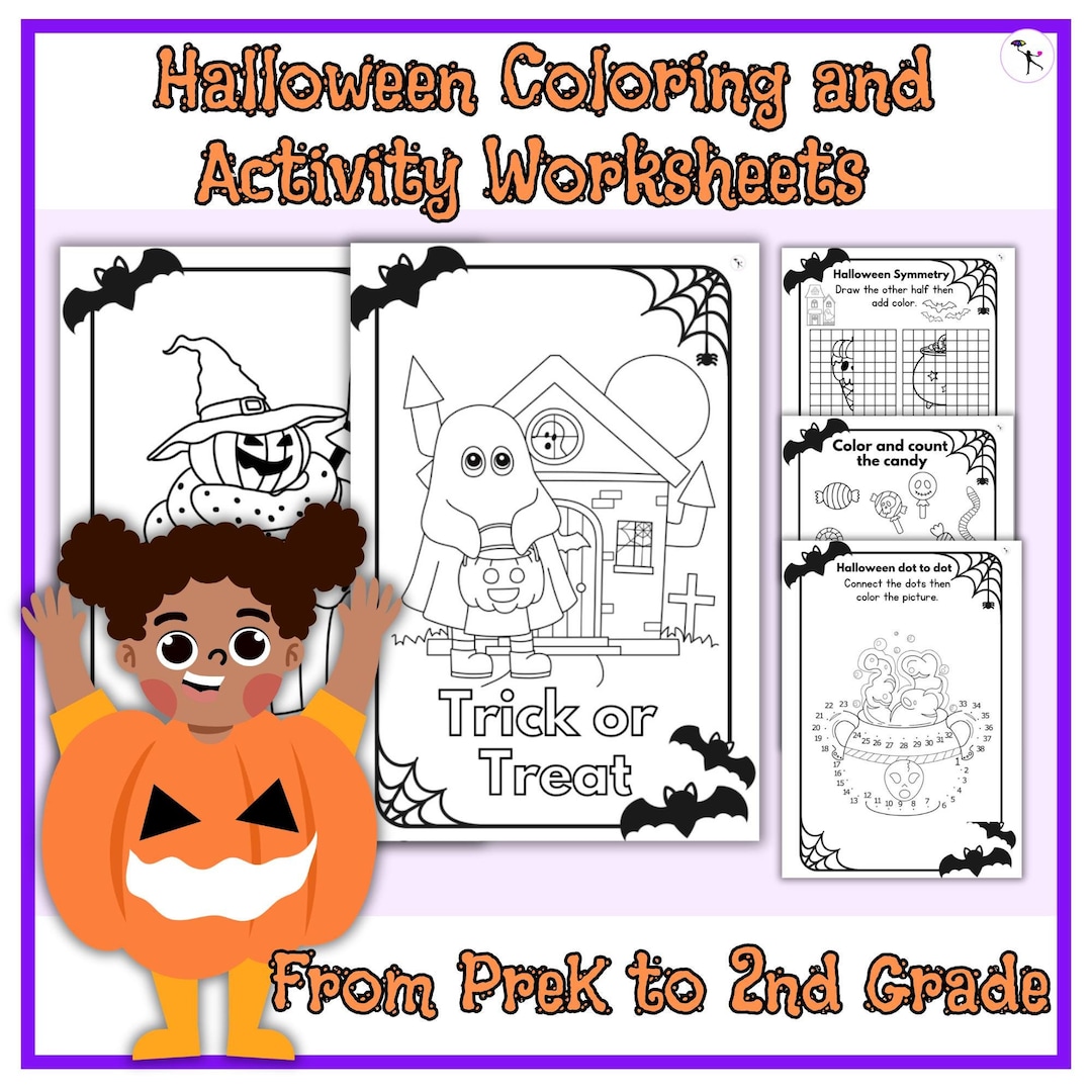 Halloween Coloring Pages and Activity Worksheets for Prek to Grade 2 - Etsy