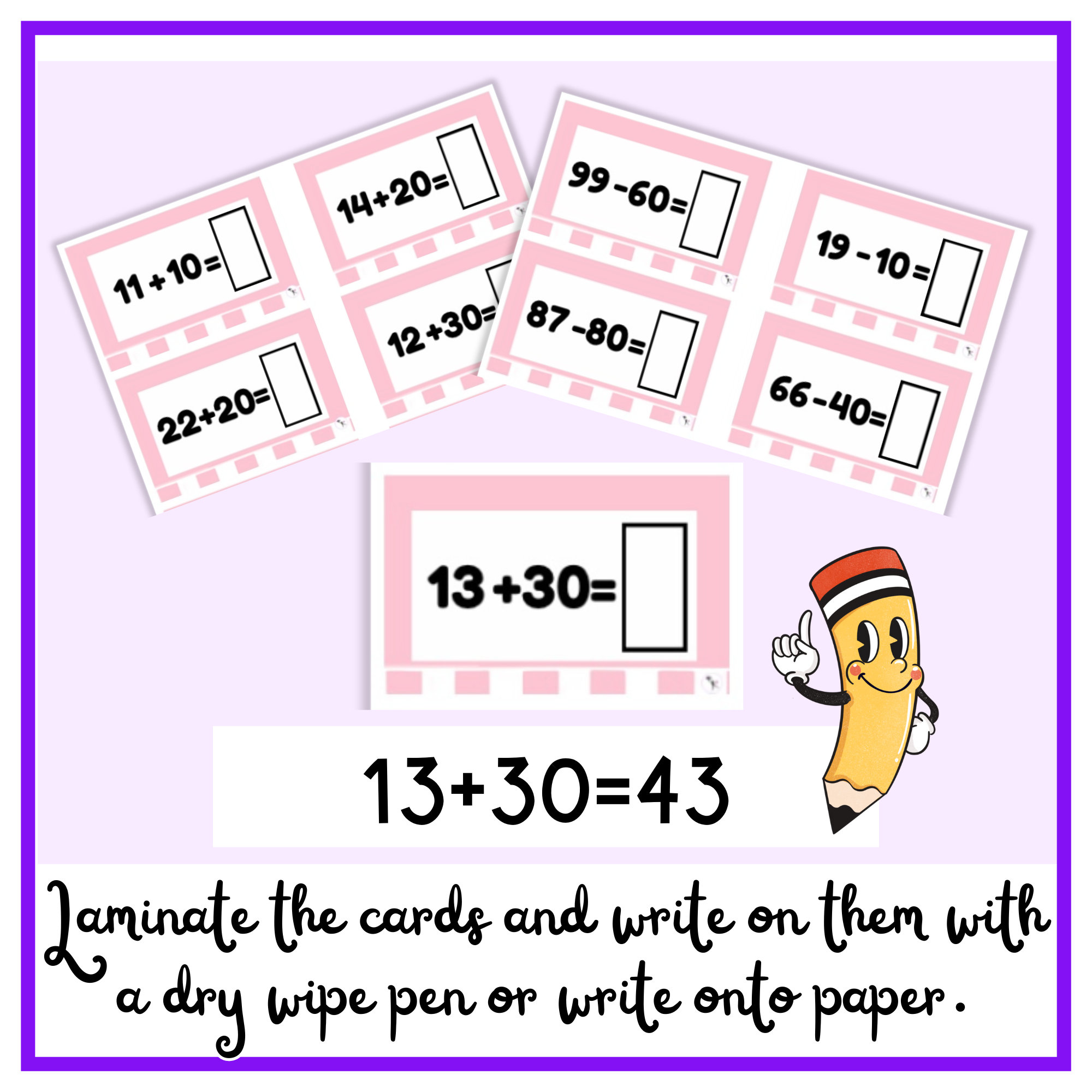 Printable Math Task Cards for Kids: Addition and Subtraction Multiples ...
