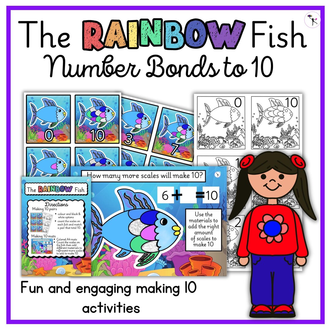 Rainbow Fish Number Bonds Flashcards and Mats: KS1 Math Learning for ...