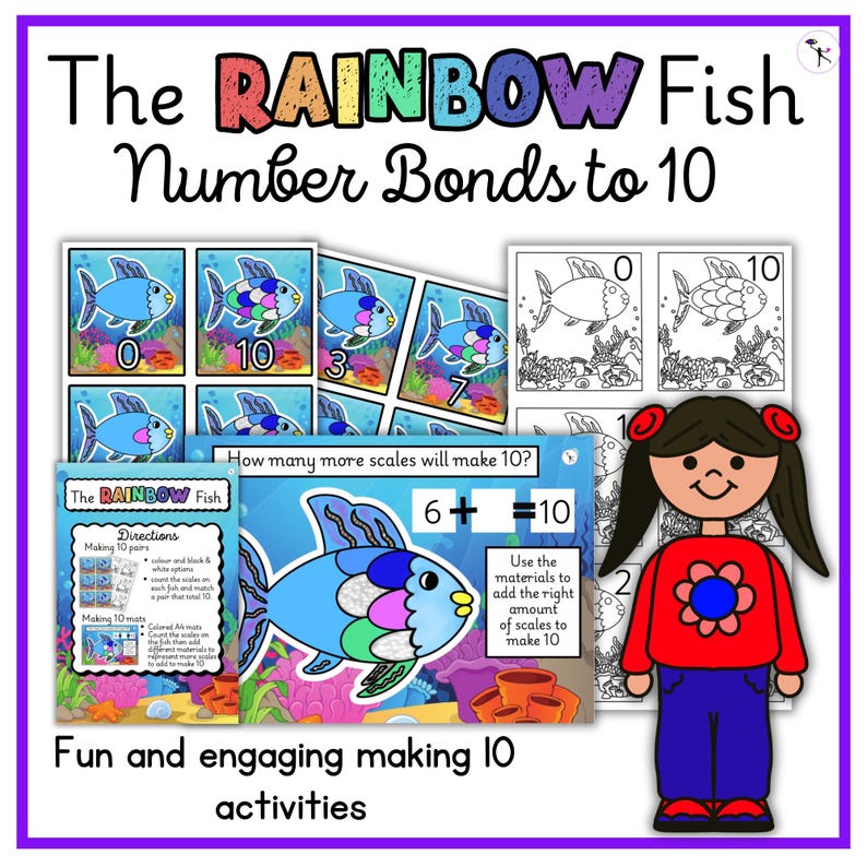 Rainbow Fish Number Bonds Flashcards and Mats: KS1 Math Learning for ...