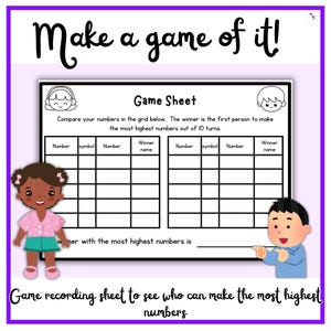 Elementary Place Value Math Game for Comparing Numbers - Printable for ...