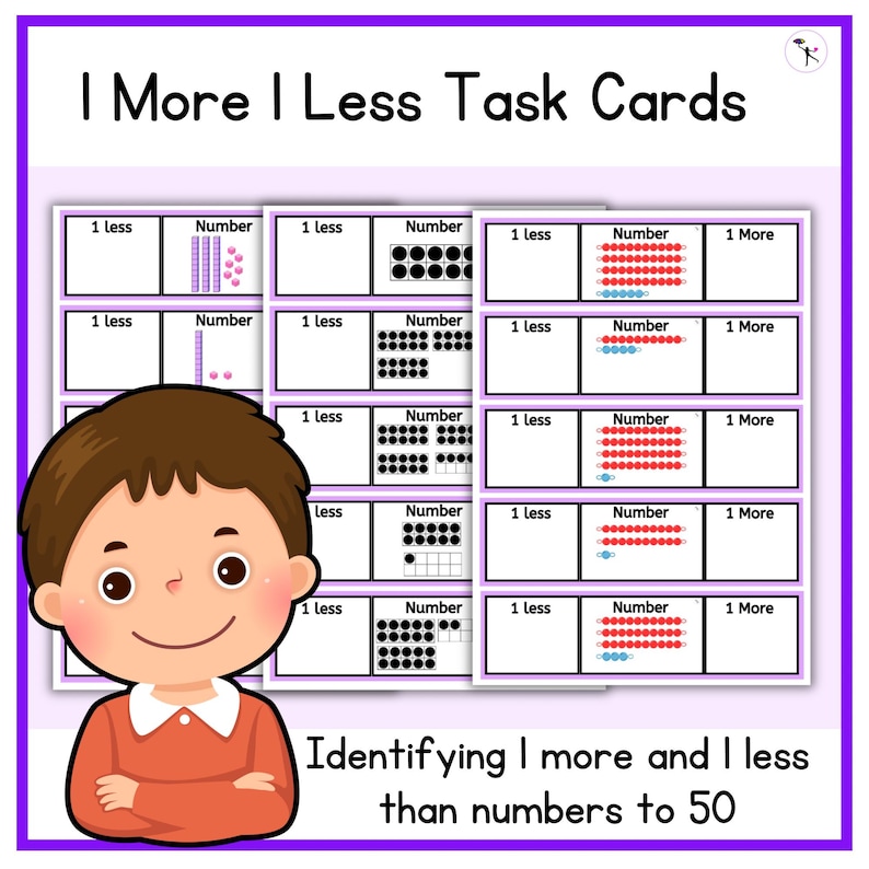 Elementary Math Activity Cards: More or Less Numbers 1-50 for Counting ...