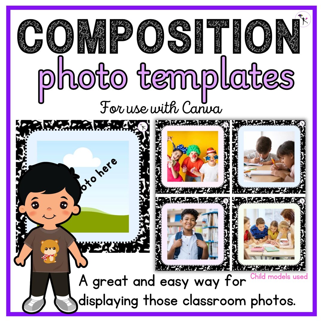 Editable Composition Notebook Classroom Photo Templates for Elementary ...