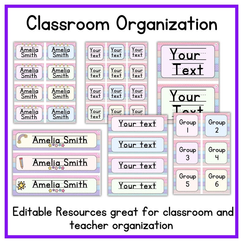 Rainbow Pastel Classroom Decor Bundle: Printable Canva Templates for ...