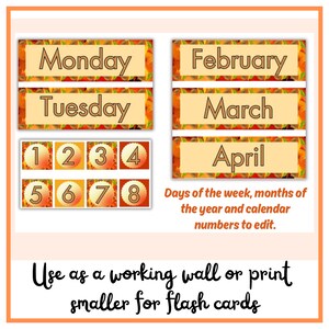 Fall Classroom Labels and Flash Cards for Kids With Bulletin Board ...
