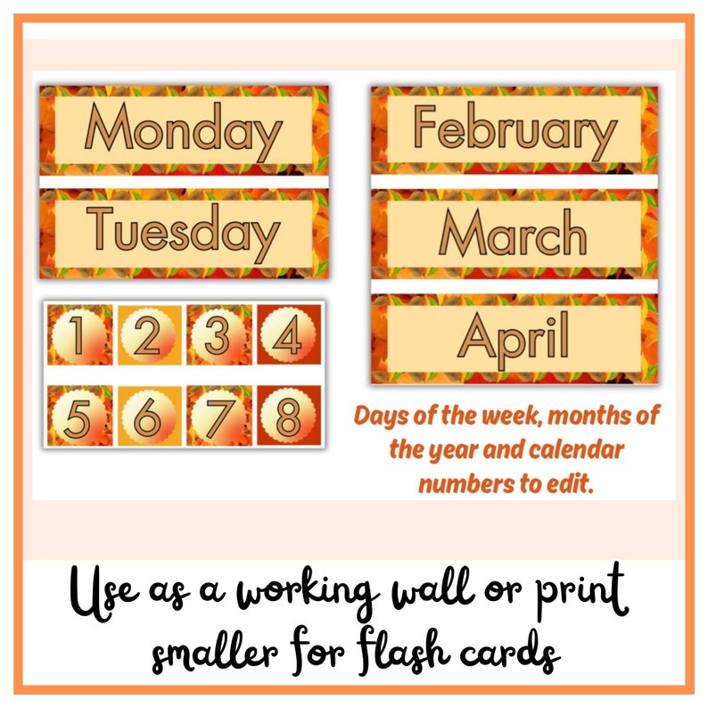 Fall Classroom Labels and Flash Cards for Kids With Bulletin Board ...