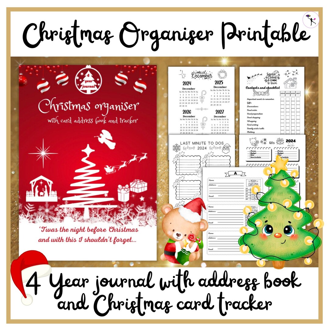 Printable Holiday Planner and Christmas Card Address Book and Tracker ...
