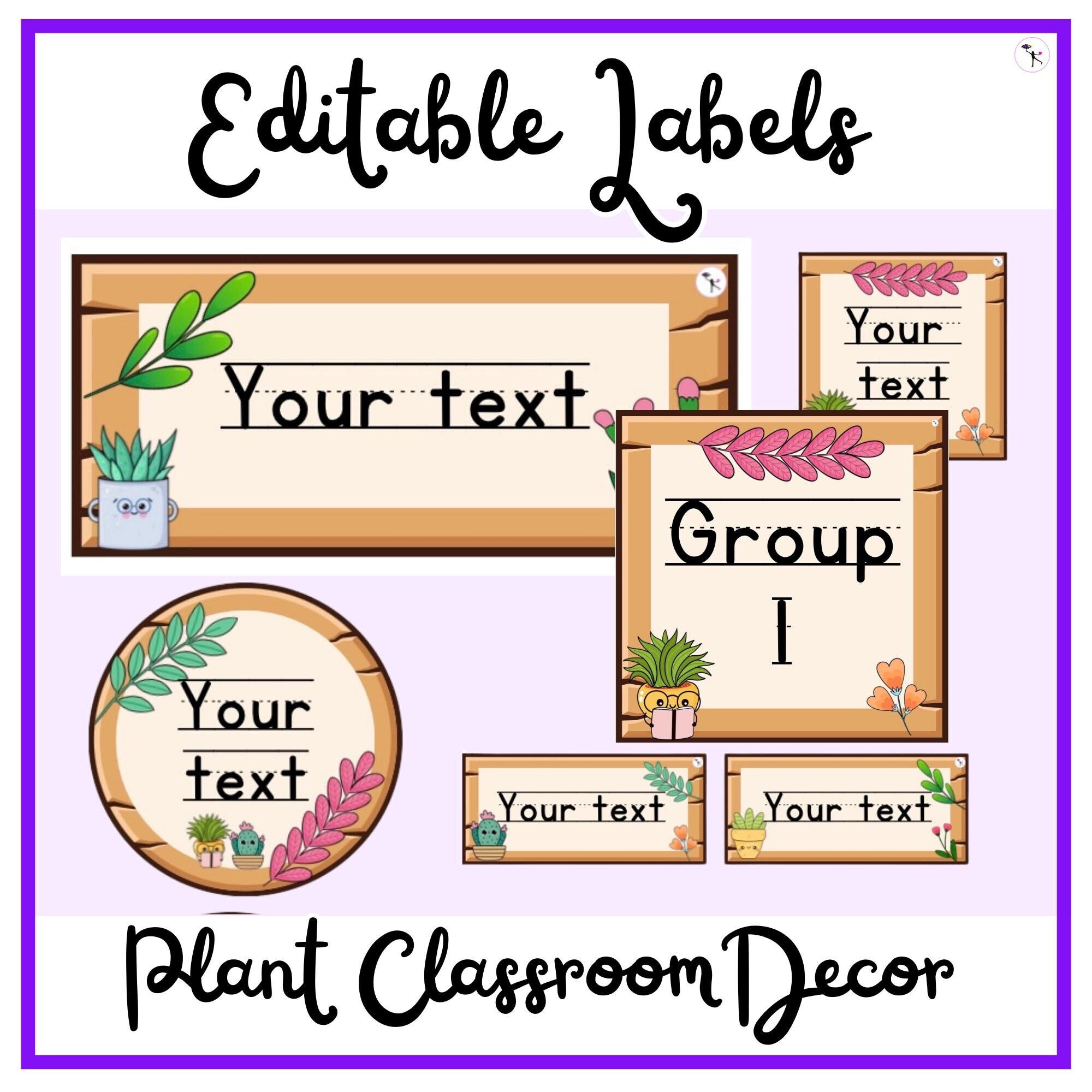 Editable Plant Classroom Decor Labels for Management and Teacher ...