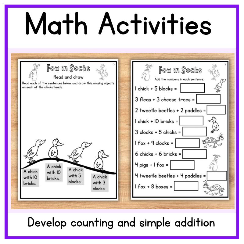 Fox in Socks Activities: Dr. Seuss Week Printable Worksheets for K-2nd ...