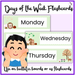 Days of the Week: Printable Flashcards; Days Labels; Classroom Decor ...
