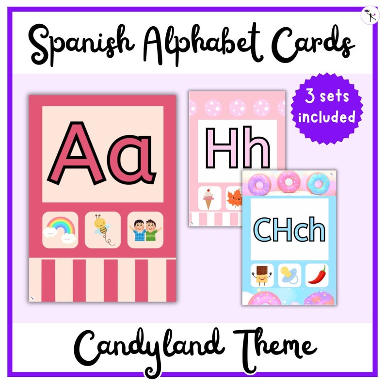 Spanish Alphabet Flashcards: Candy Land Theme Classroom Decor ...