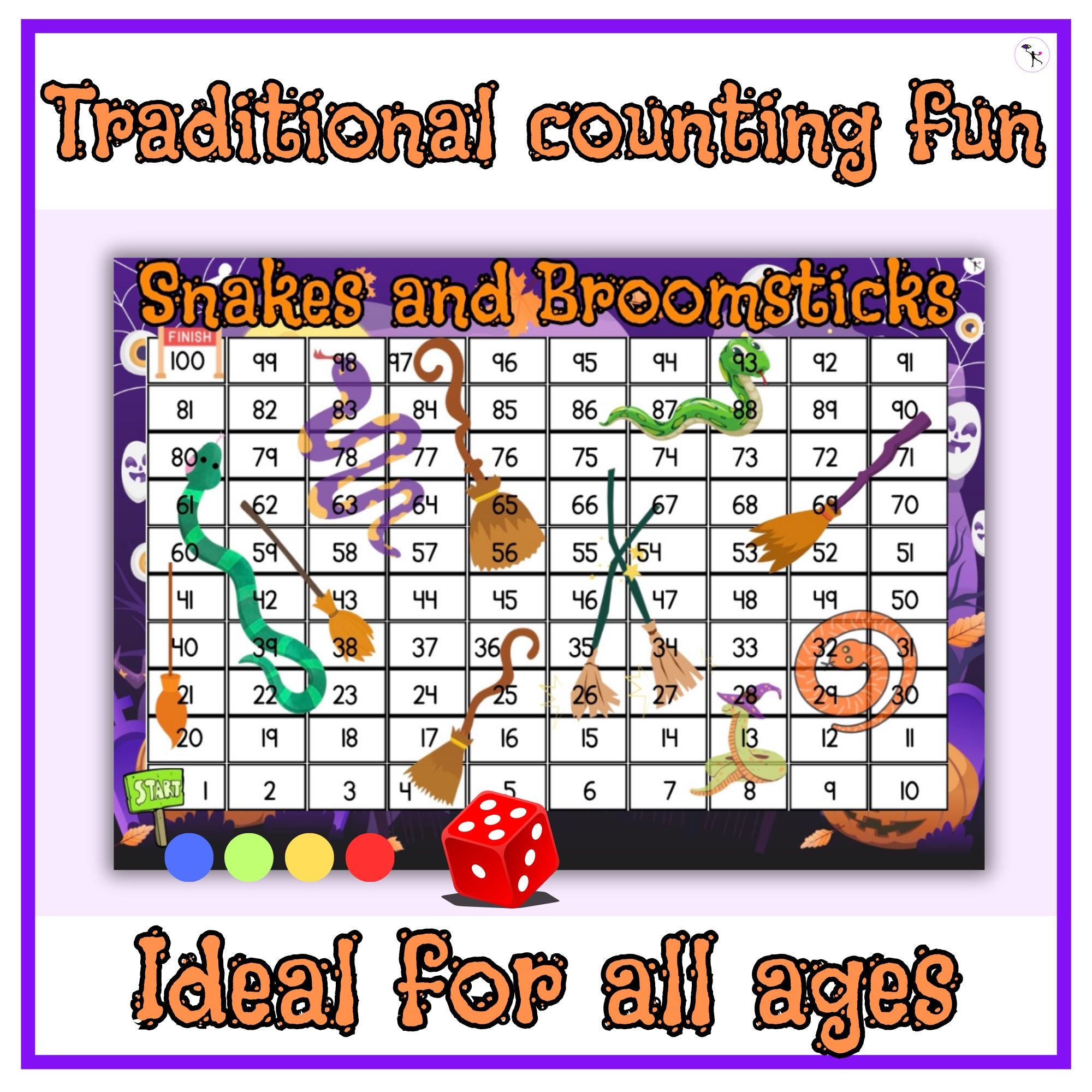 Spooky Snakes and Ladders Halloween Printable Game for Kids Education ...
