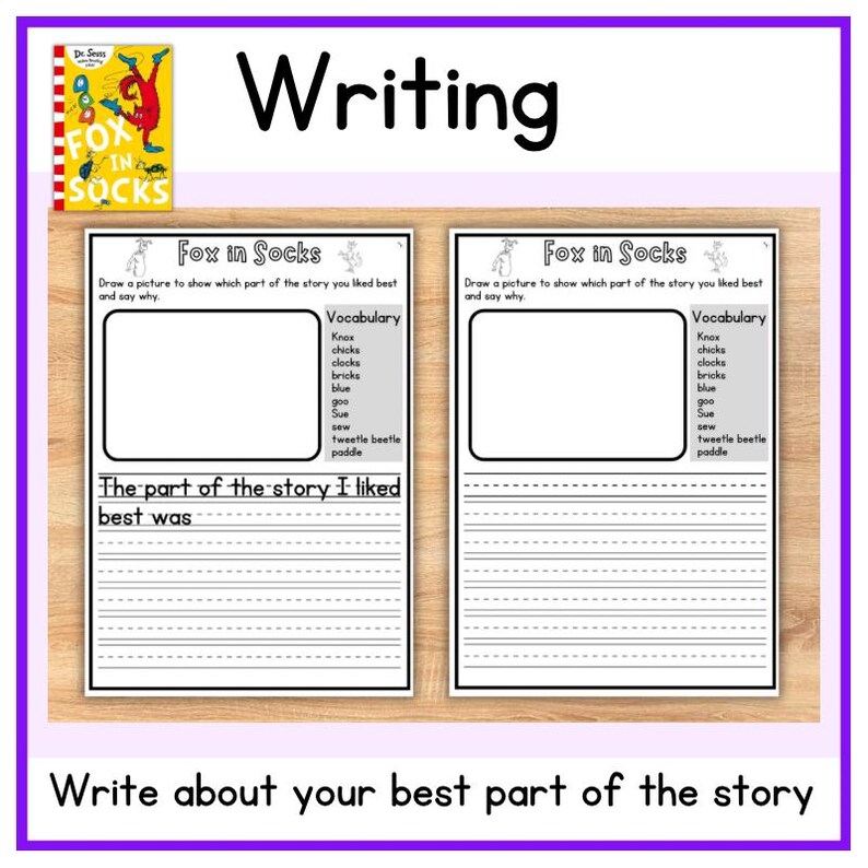 Fox in Socks Activities: Dr. Seuss Week Printable Worksheets for K-2nd ...