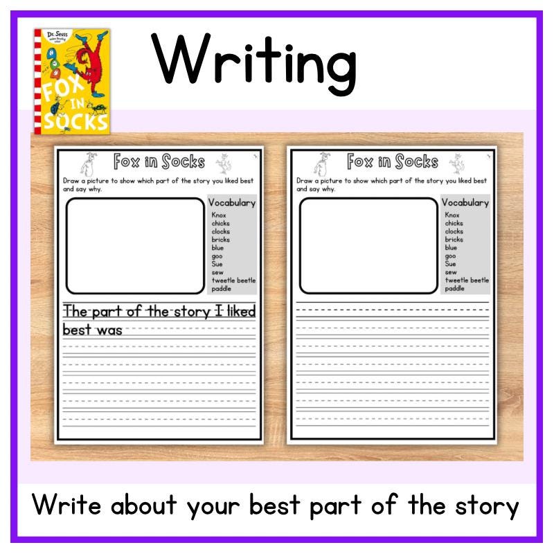 Fox in Socks Activities: Dr. Seuss Week Printable Worksheets for K-2nd ...