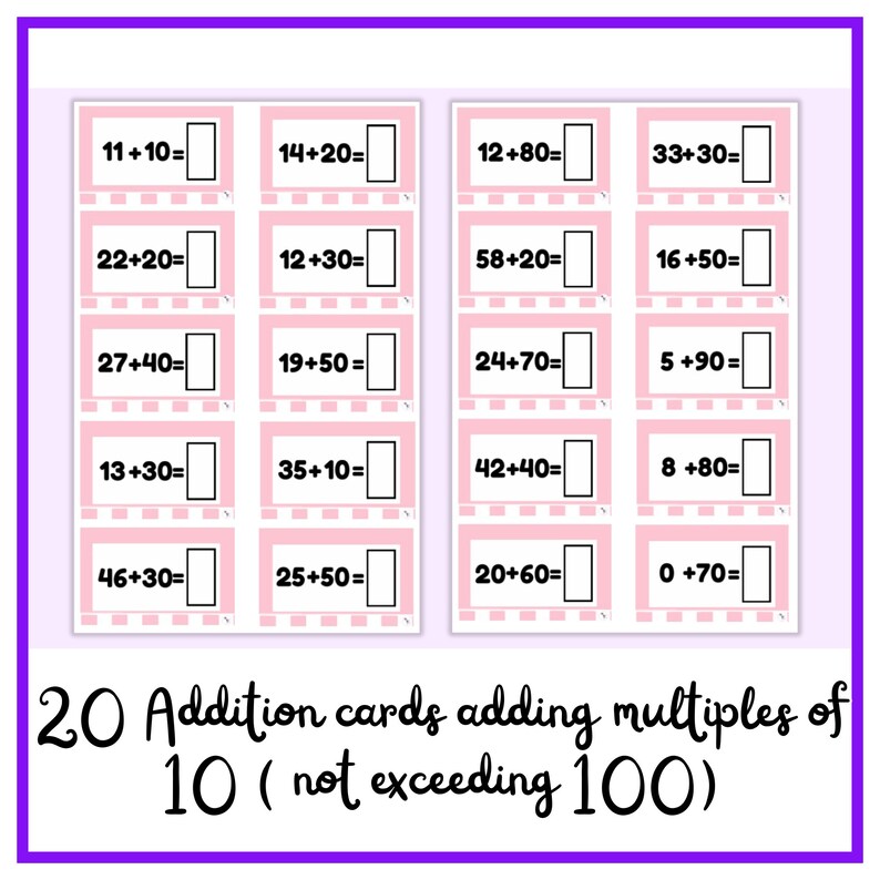 Printable Math Task Cards for Kids: Addition and Subtraction Multiples ...