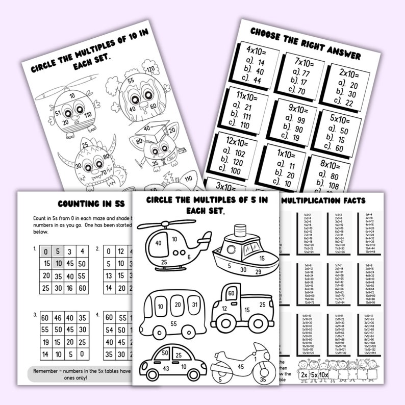 Times Tables Worksheets: Multiplication Tables Counting Math Worksheets ...