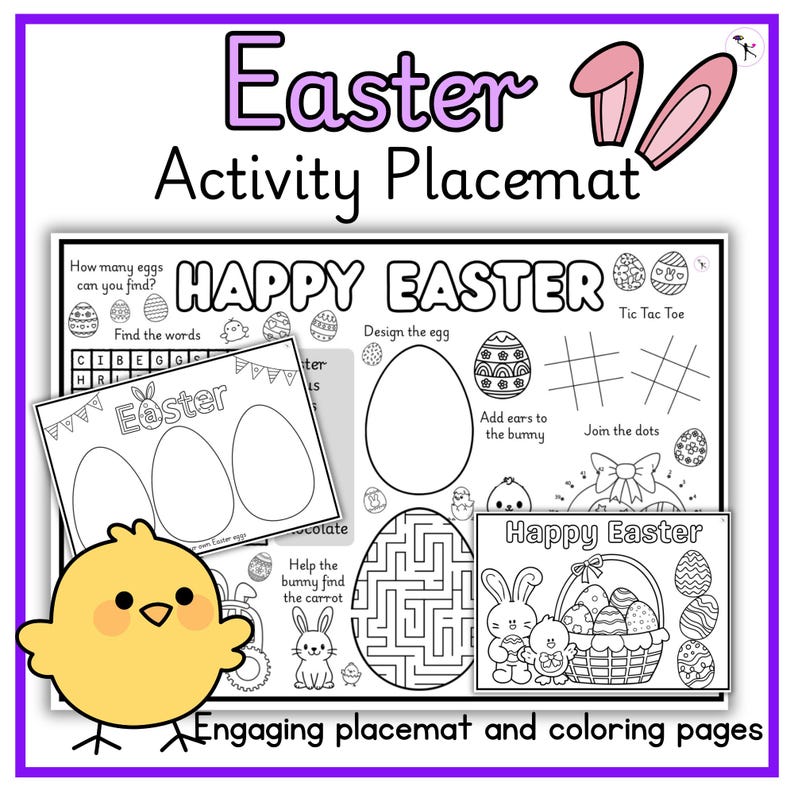 Easter Activity Placemat and Coloring Pages - Etsy
