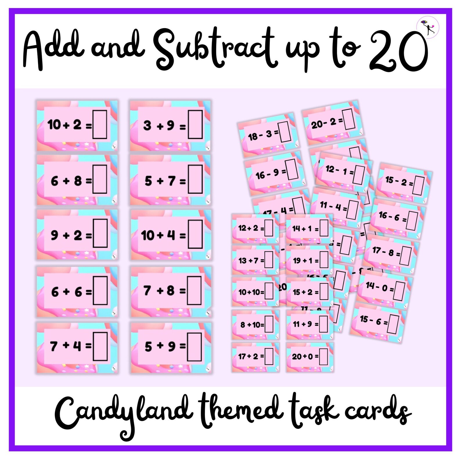 Addition and Subtraction Within 20 Task Cards: Printable Flashcards for ...