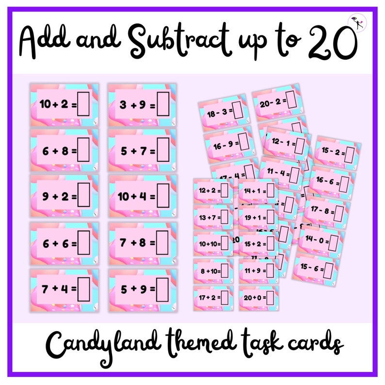 Addition and Subtraction Within 20 Task Cards: Printable Flashcards for ...