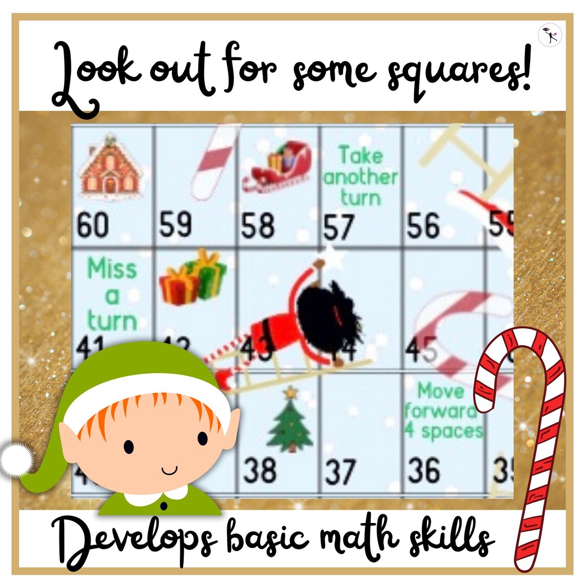 Festive Printable Snakes and Ladders Math Game for Kids - Etsy