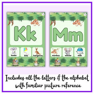 Jungle Classroom Decor: Jungle Alphabet; ABC Flashcards; Alphabet Cards ...