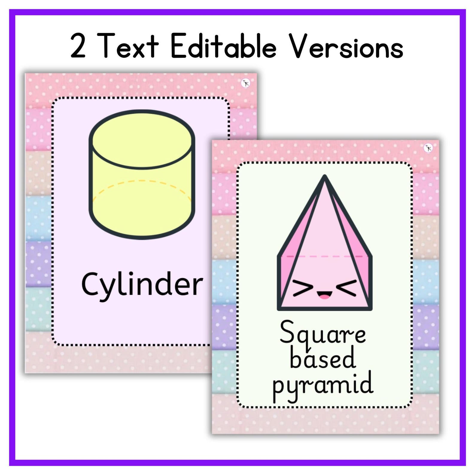 Editable Pastel Rainbow Geometry Posters: Elementary Math Learning for ...