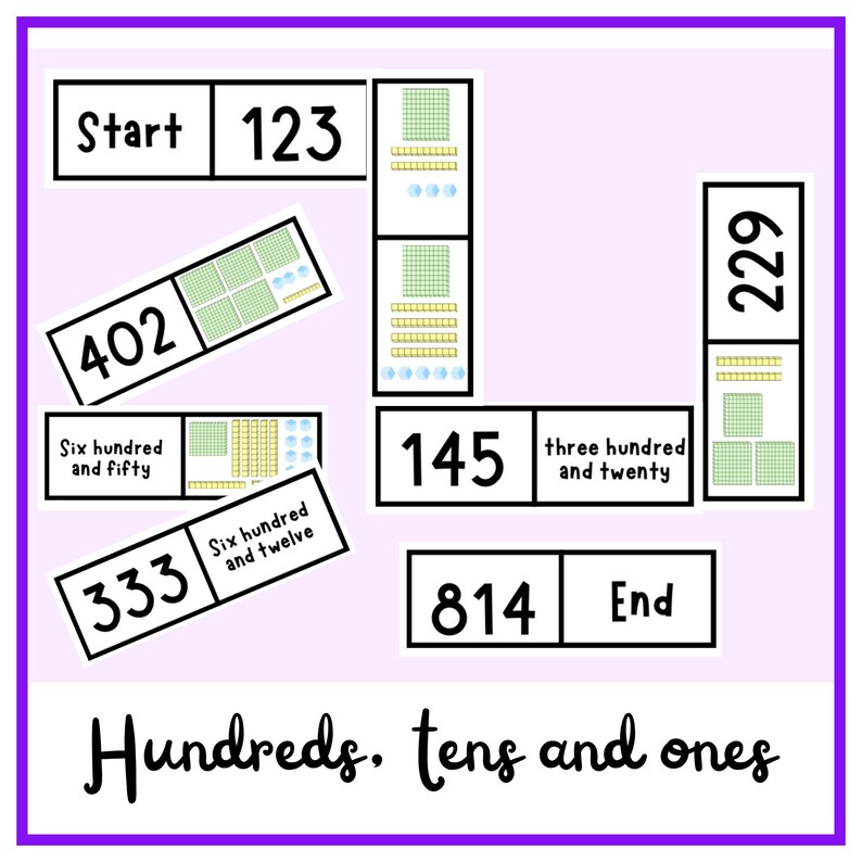 Math Manipulatives: Place Value Dominoes Educational Cards Montessori ...