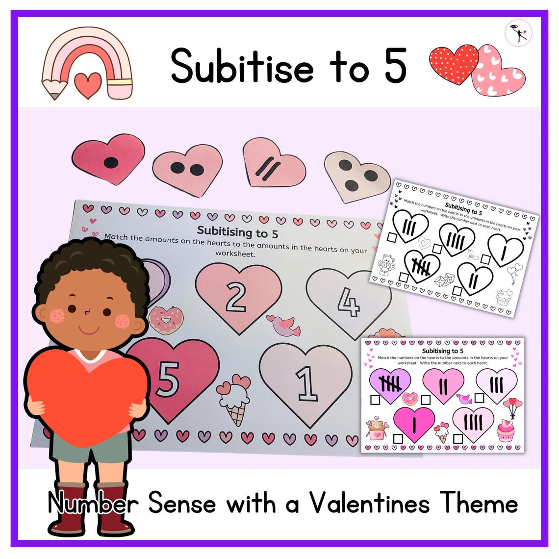 Valentine's Day Kindergarten Math: Subitizing, Number Recognition ...