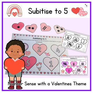 Valentine's Day Kindergarten Math: Subitizing, Number Recognition ...