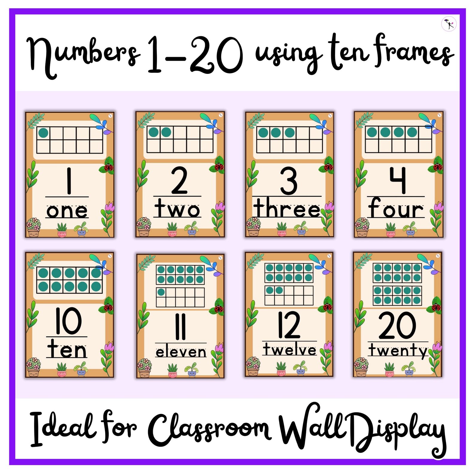Number Posters 1-20 & 10-100 Printable Flashcards for Kids Plant ...