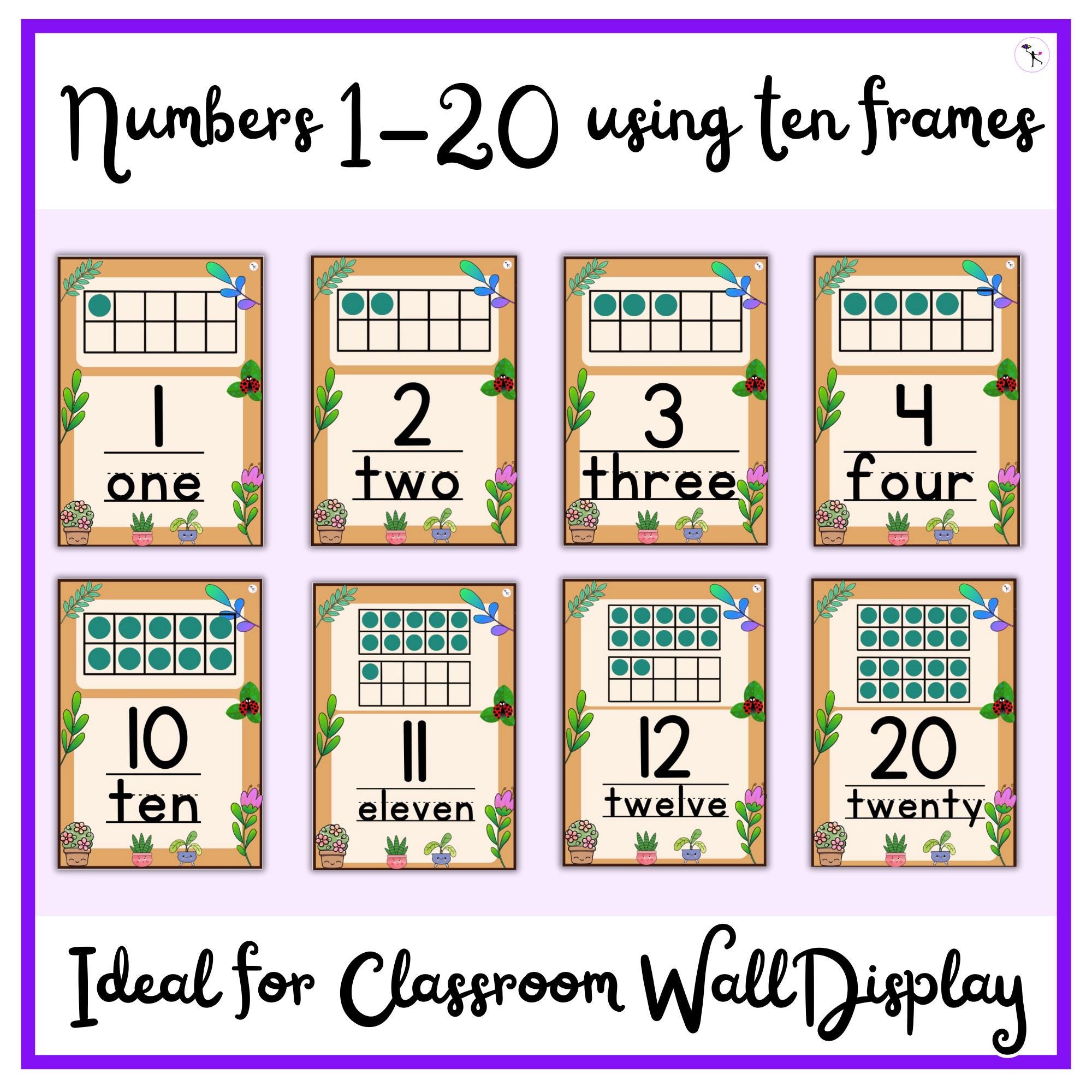 Number Posters 1-20 & 10-100 Printable Flashcards for Kids Plant ...