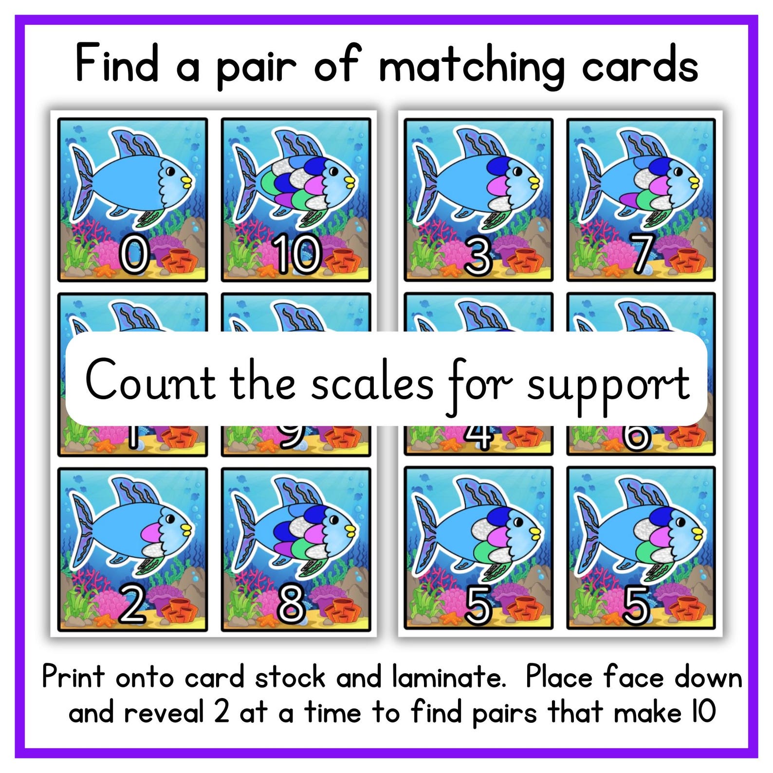 Rainbow Fish Number Bonds Flashcards and Mats: KS1 Math Learning for ...